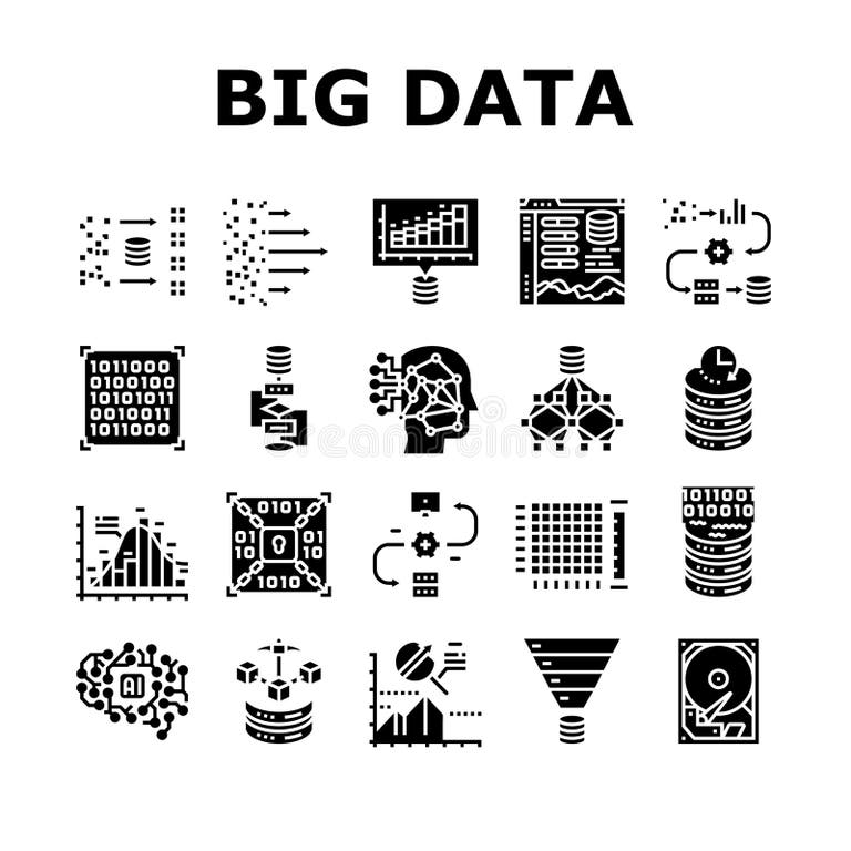 Big Data Analytics Hadoop Icons Set Vector Stock Illustration ...