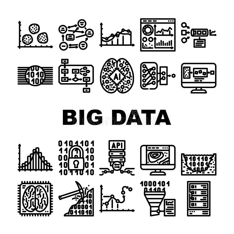 Big Data Analytics Hadoop Icons Set Vector Stock Illustration ...
