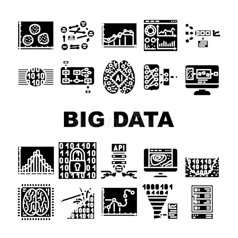 Big Data Analytics Hadoop Icons Set Vector Stock Illustration ...