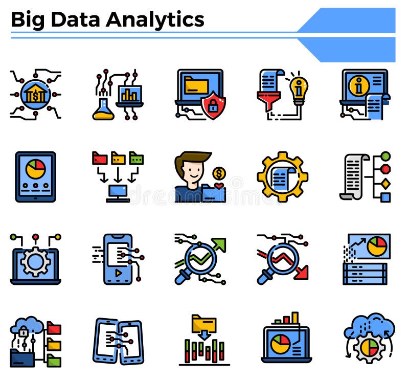 Big Data Analytics Icon Set Stock Vector - Illustration of graphic ...