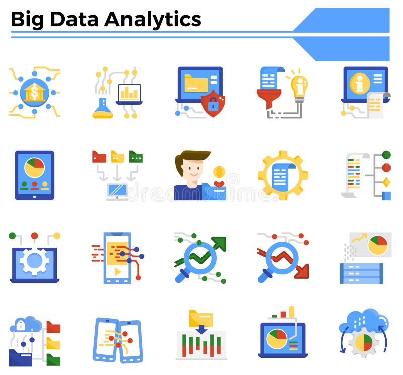 Big Data Analytics Icon Set Stock Illustration - Illustration of ...