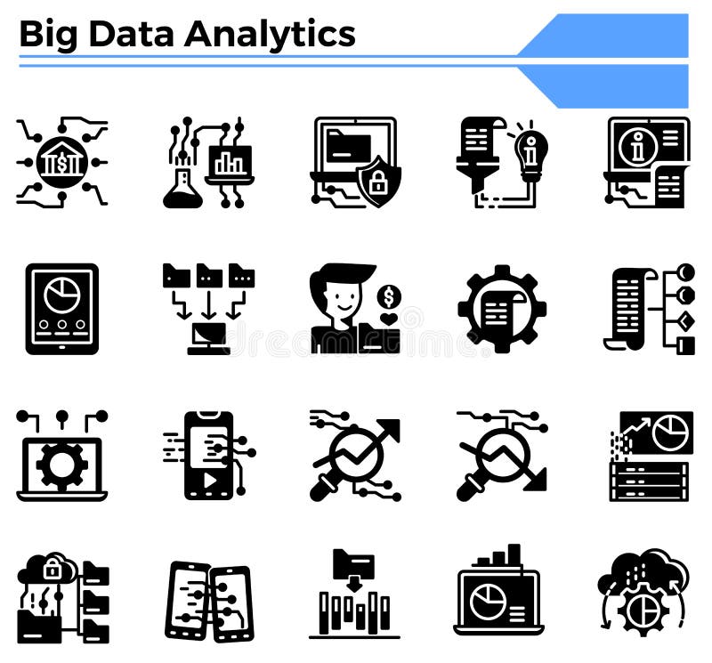Big Data Analytics Icon Set Stock Illustration - Illustration of ...