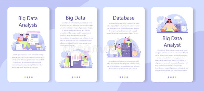 Big Data Analytics Mobile Application Banner Set. Big Data Based Stock ...