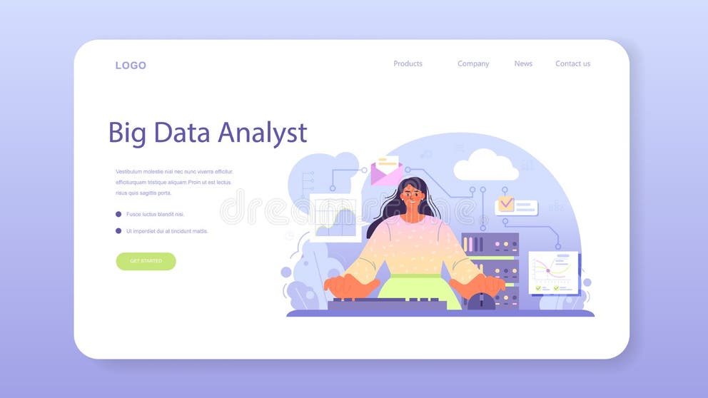 Big Data Analytics Web Banner or Landing Page. Big Data Based Stock Illustration - Illustration ...