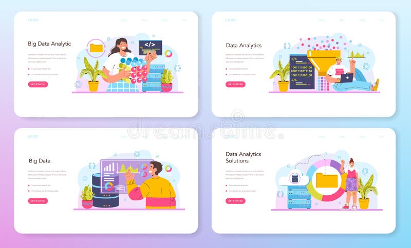 Big Data Analytics Web Banner or Landing Page Set. Big Data from ...