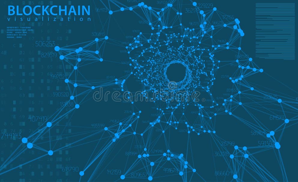 Big Data Blue Background Vector Illustration. Information Streams Center Visualization. Digital ...