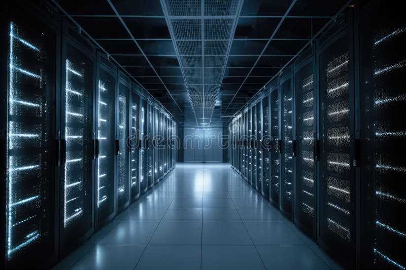 Server Room Interior. Data Center. Generative AI Stock Illustration ...