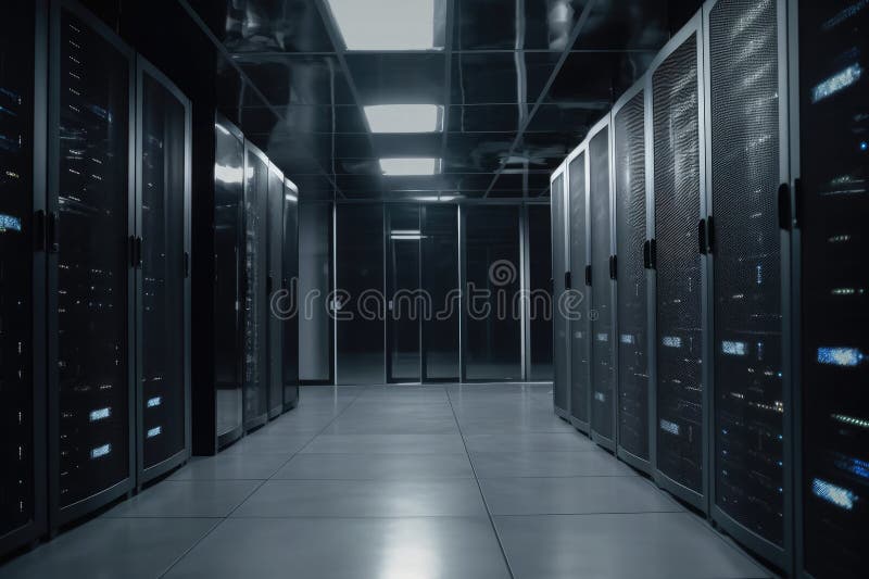 Server Room Interior. Data Center. Generative AI Stock Illustration ...