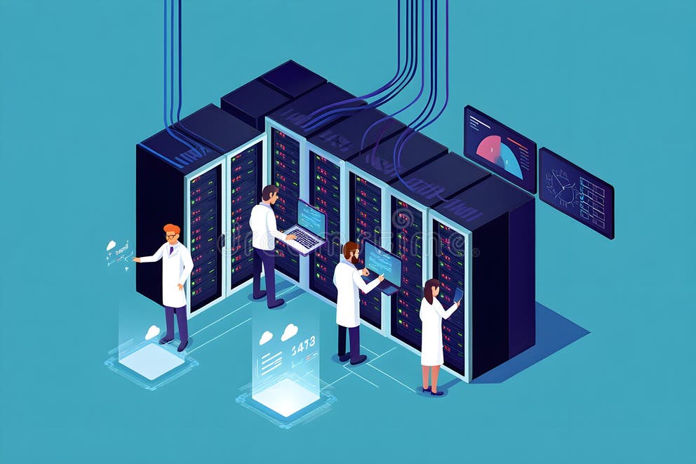 Big Data Center, Server Room Rack, Engineering Process, Teamwork ...