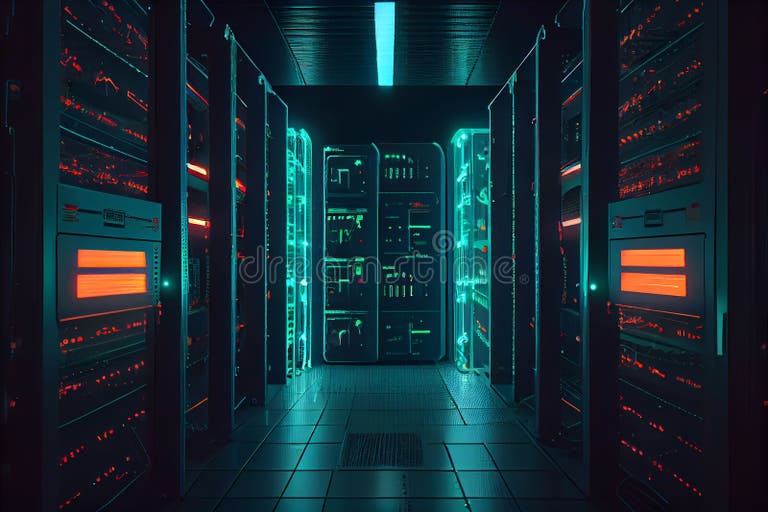 Big Data Center Technology Warehous with Servers Information Stock ...