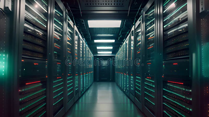 Big Data Center Technology Warehous with Servers Information Footage ...