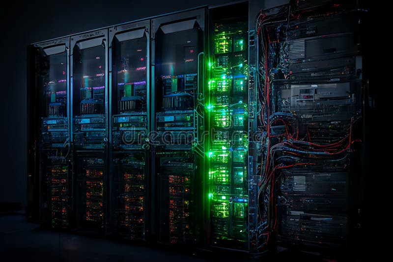 Big Data Centre. a Large Server in the Server Room Stock Illustration ...