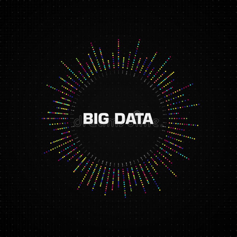Big Data Circular Visualization with Copy Space on Black Background ...