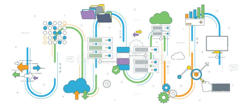 Big Data and Cloud Computing Banner with Icons Stock Vector ...