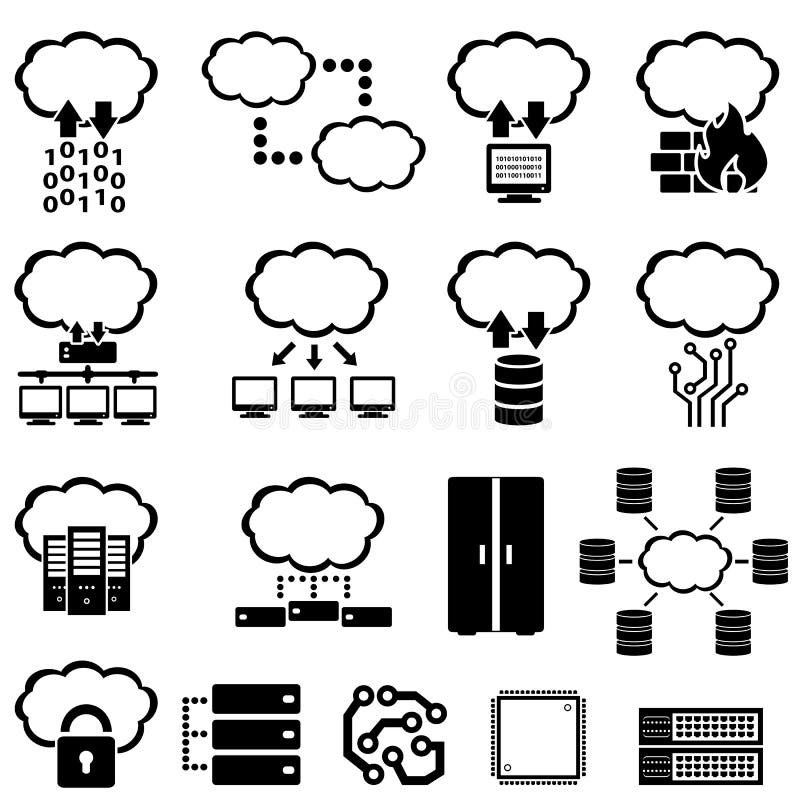 Big Data and Technology Icons Stock Vector - Illustration of black ...
