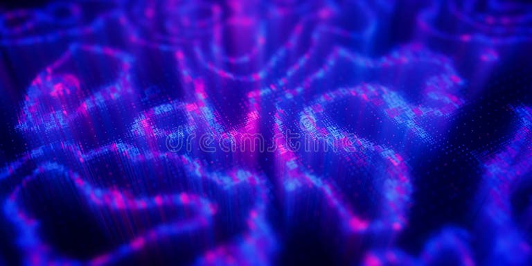 Big Data Clusters Complex Graph. Quantum Computing Patterns. Cyber Space of AI Technology Neural ...