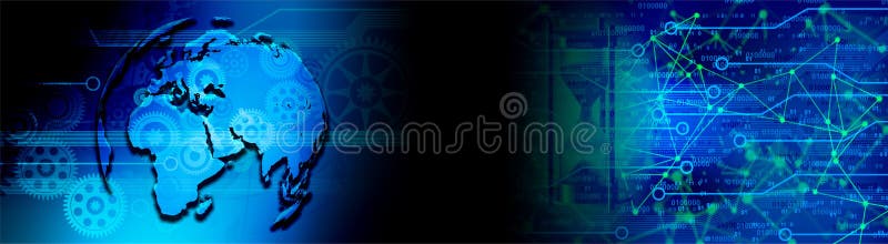 Big Data. Cogs Circuit Global Background, Flowing Number One and Zero ...