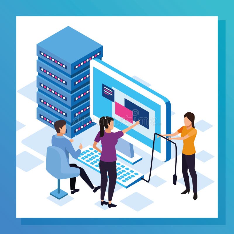 Big Data Colorful Design with Computer and Big Data Server with People ...