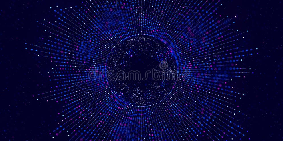 Big Data Complex Round Graph. Quantum Computing Universe. Cyber Space of AI Technology ...