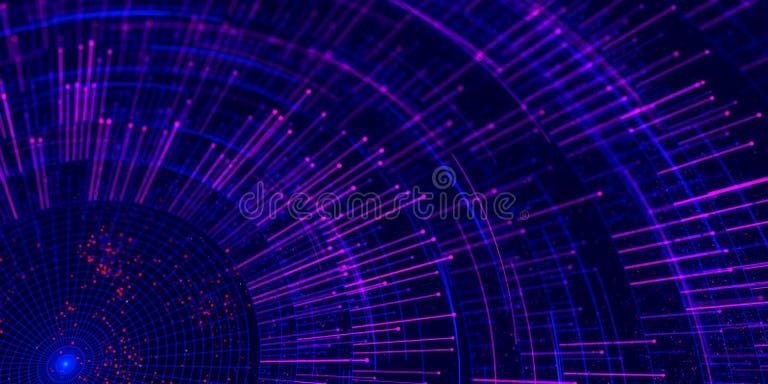 Big Data Complex Round Graph. Quantum Computing Universe. Cyber Space of AI Technology ...