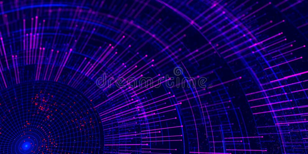 Big Data Complex Round Graph. Quantum Computing Universe. Cyber Space of AI Technology ...