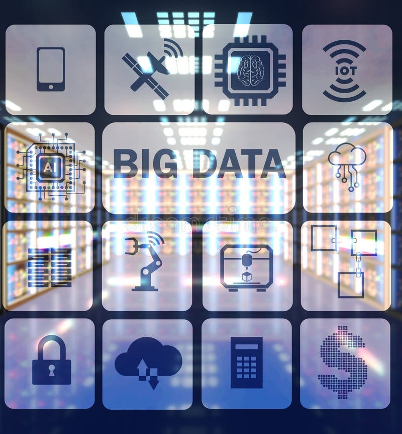 Big Data Computing Concept of Modern it Technology Stock Illustration - Illustration of center ...