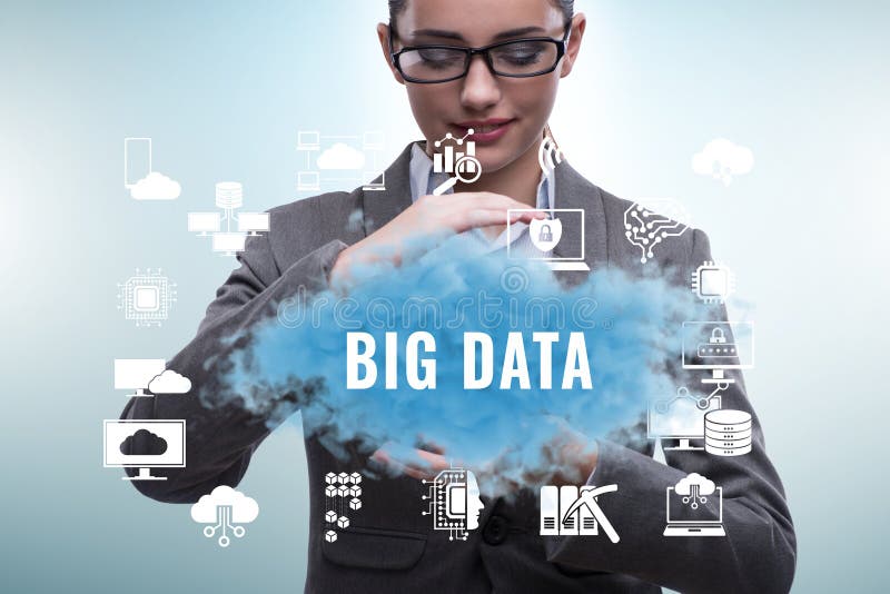 Big Data Concept with Business People Pressing Virtual Buttons Stock ...