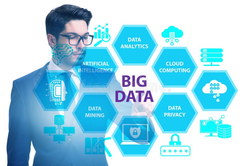Big Data Concept with Businessman Pressing Virtual Button Stock Photo ...