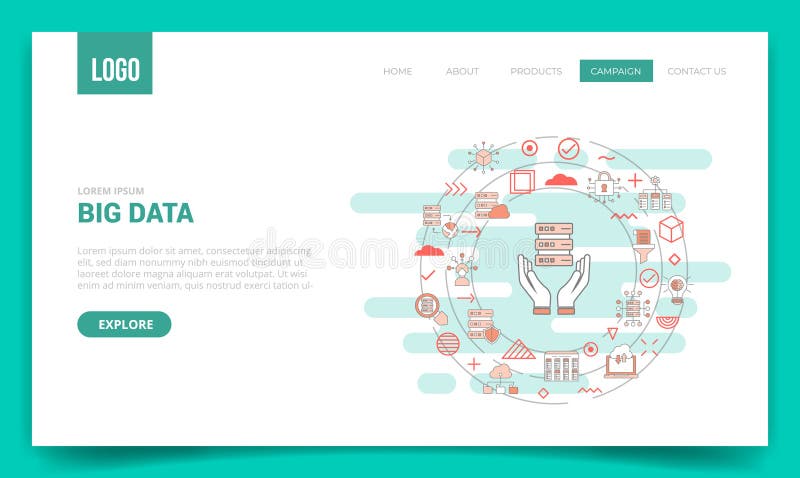 Big Data Concept with Circle Icon for Website Template or Landing Page ...