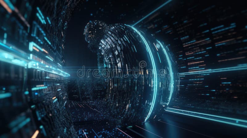 Big Data Concept Digital Data Flow Very Fast Transferring Generative AI ...