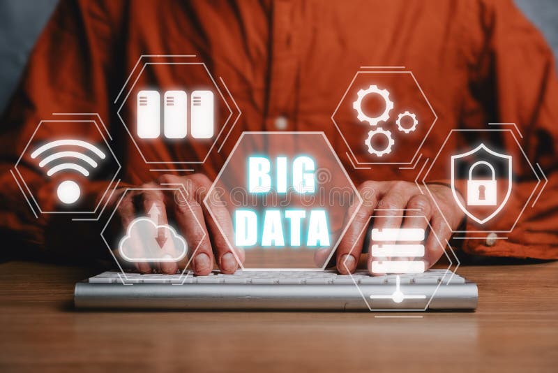 Person Typing Keyboard Computer with Big Data Icon on Vr Screen on ...