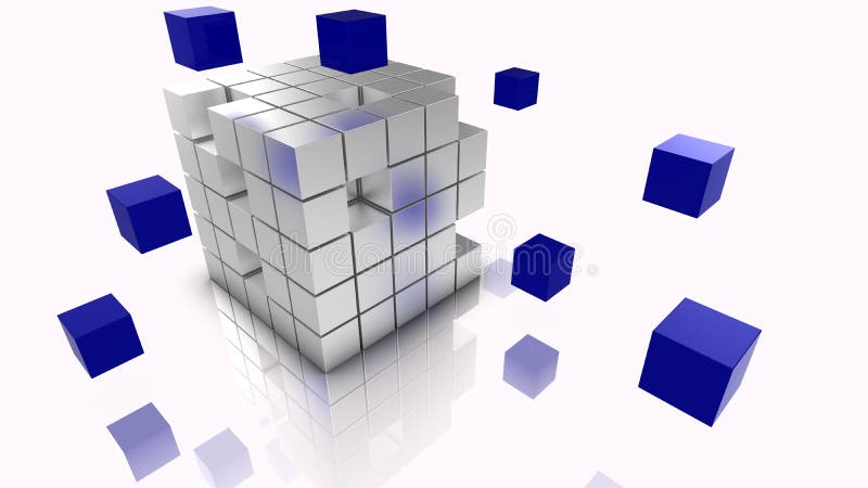 Big Data Cubes Concept Illustration Silver and Blue Stock Illustration ...
