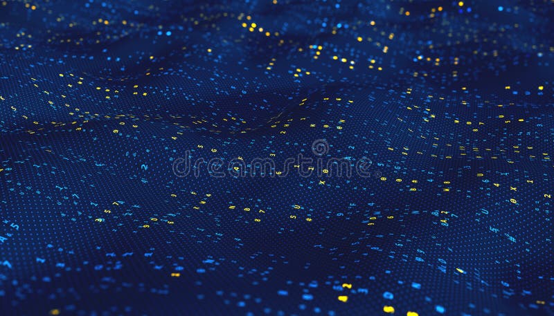Big Data Cyber Stream. Neural Network and Strings of Code Stock Illustration - Illustration of ...