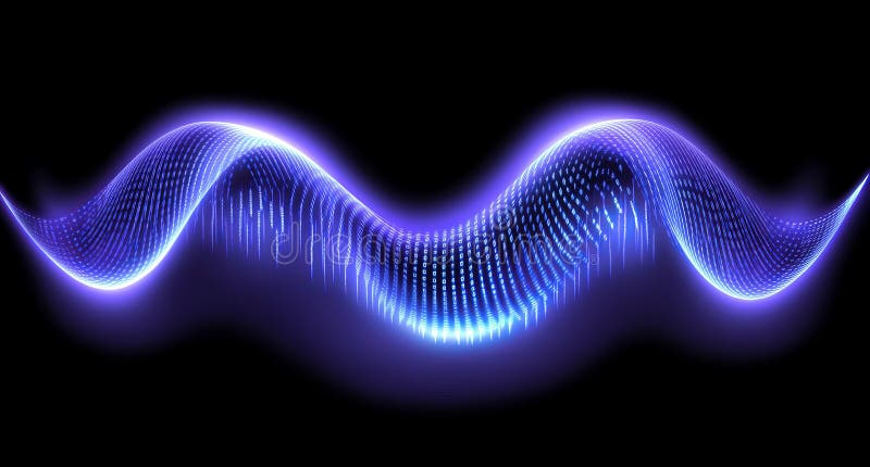 Big Data Cyber Strings - 3D Illustration Featuring Wavy Lines in the Information Code Field ...
