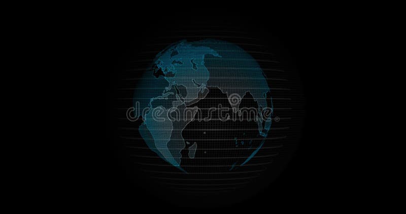 Big Data 3d Earth. Binary Code Surrounding Globe Rotating. Retro ...