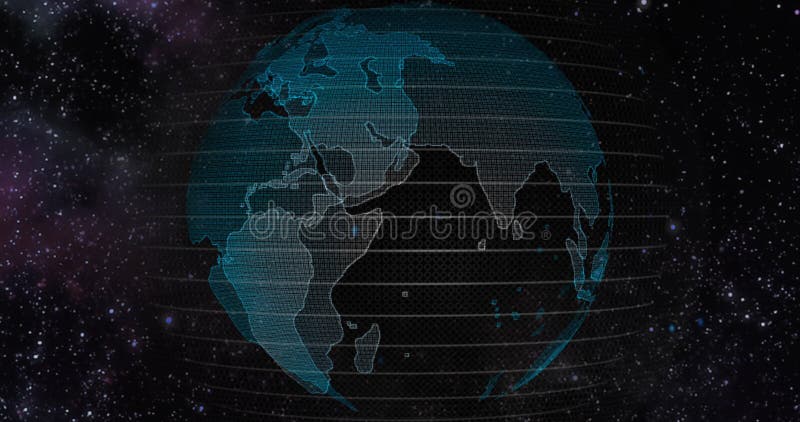 Big Data 3d Earth. Binary Code Surrounding Globe Rotating. Retro ...