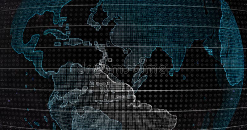 Big Data 3d Earth. Binary Code Surrounding Globe Rotating. Retro ...