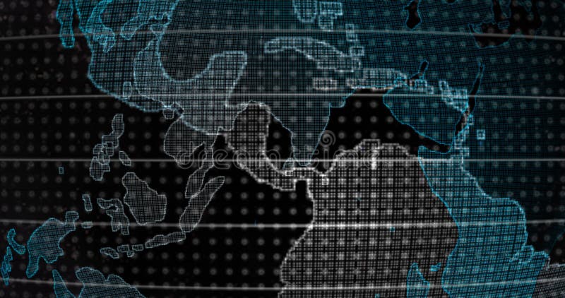 Big Data 3d Earth. Binary Code Surrounding Globe Rotating. Retro ...