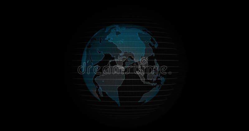 Big Data 3d Earth. Binary Code Surrounding Globe Rotating. Retro ...