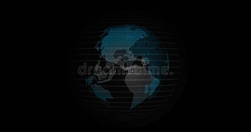 Big Data 3d Earth. Binary Code Surrounding Globe Rotating. Retro ...