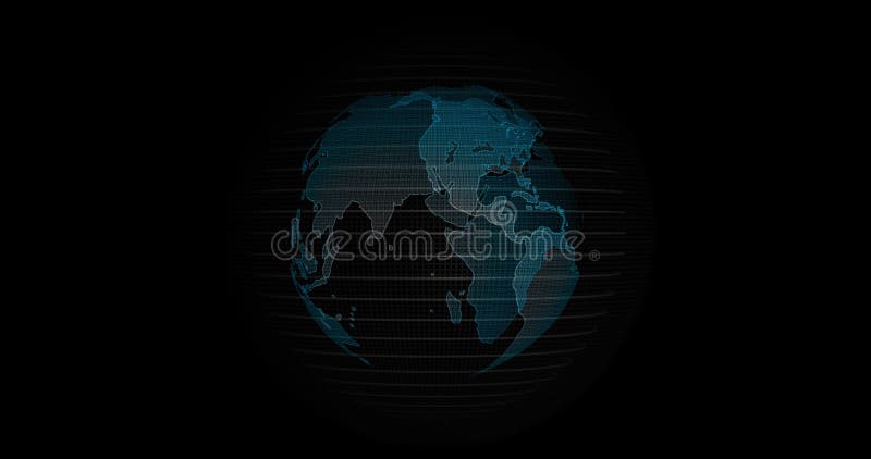 Big Data 3d Earth. Binary Code Surrounding Globe Rotating. Retro ...