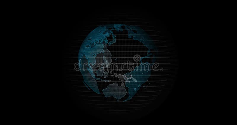 Big Data 3d Earth. Binary Code Surrounding Globe Rotating. Retro ...