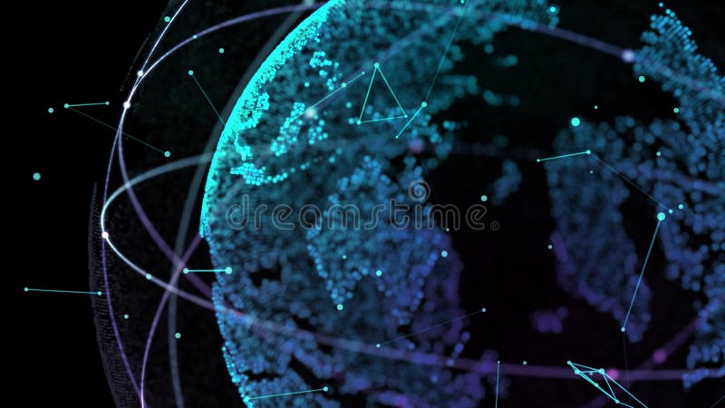 Big Data 3d Earth. Points Connections in Lines Surrounding Globe ...