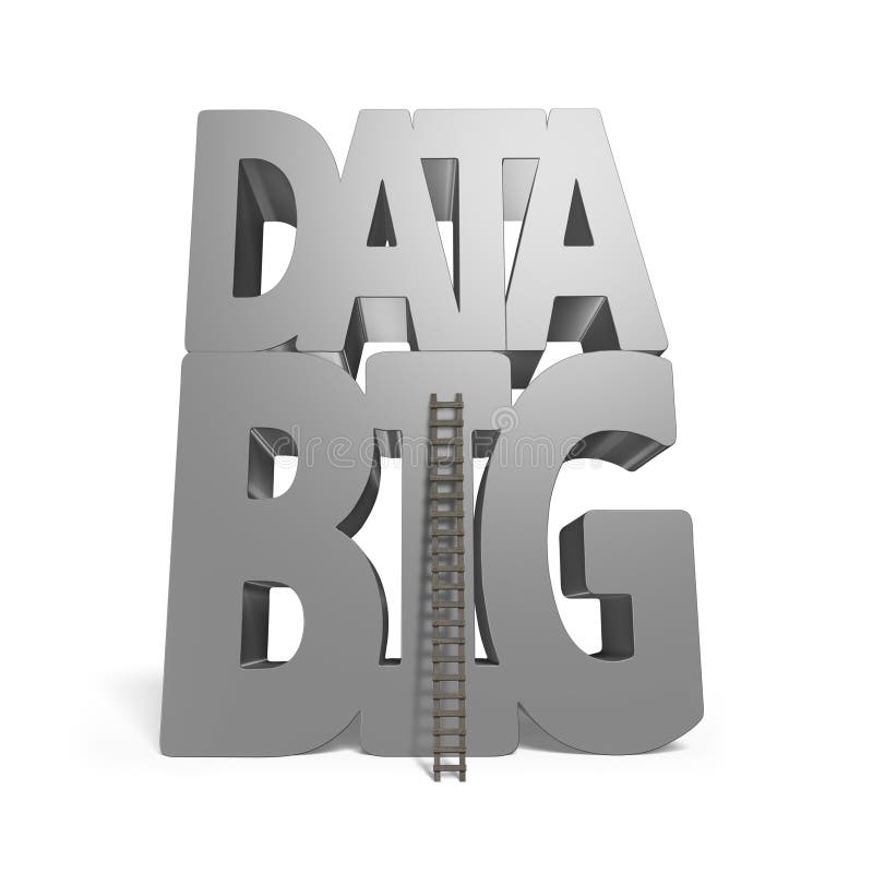 Big Data 3D Gray Word with Wood Ladder Stock Illustration ...