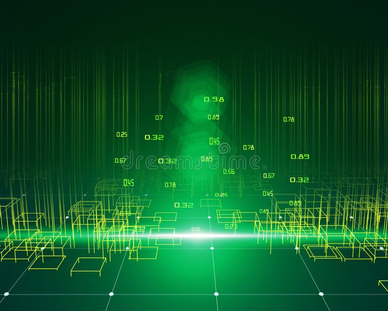Big Data. 3D Rendering of Abstract Background with Wireframe Human Head ...