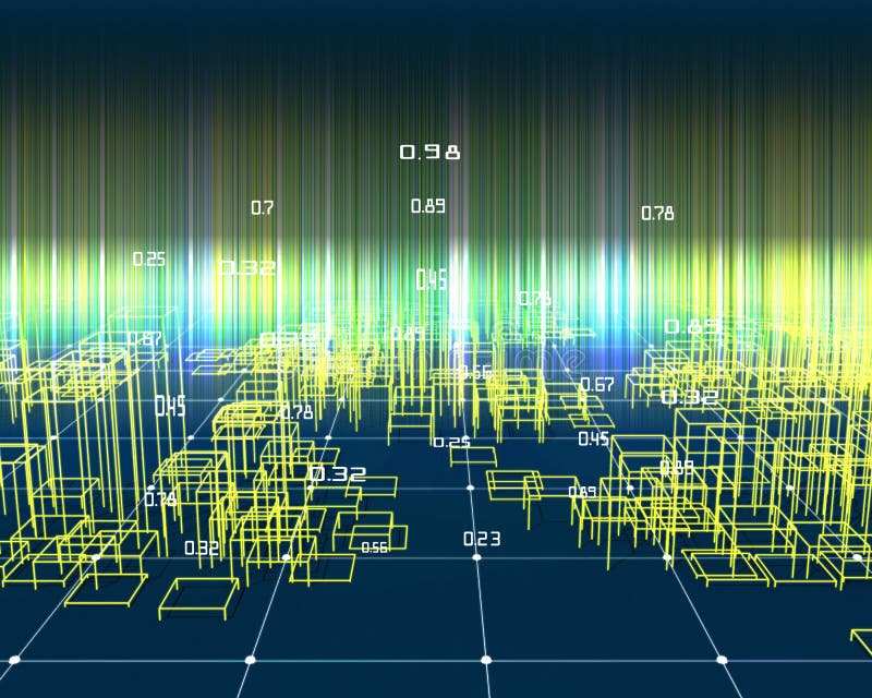 Big Data. 3D Rendering of Abstract Background with Wireframe Human Head ...