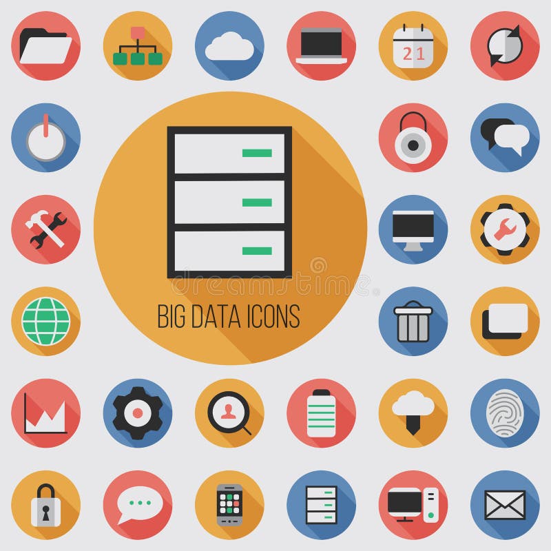 100 Big Data, Database Icons Set Stock Vector - Illustration of sign ...