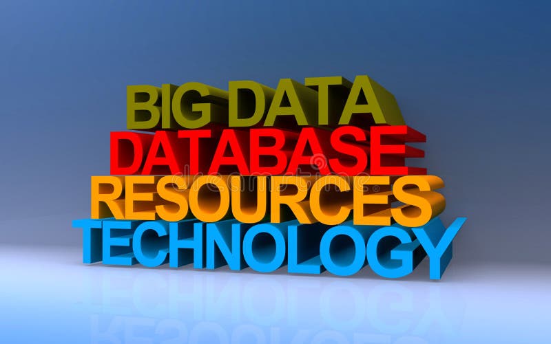 Big Data Database Resources Technology on Blue Stock Illustration ...