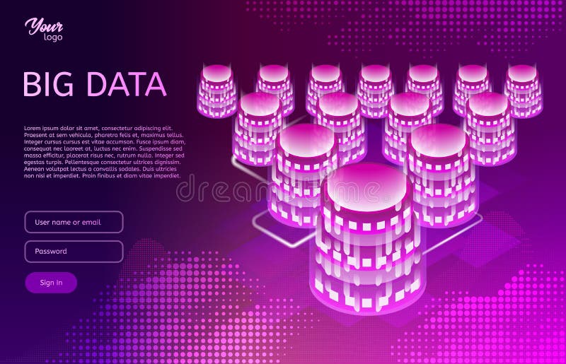 Big Data Design Concept. Isometric Vector Illustration. Stock Vector ...