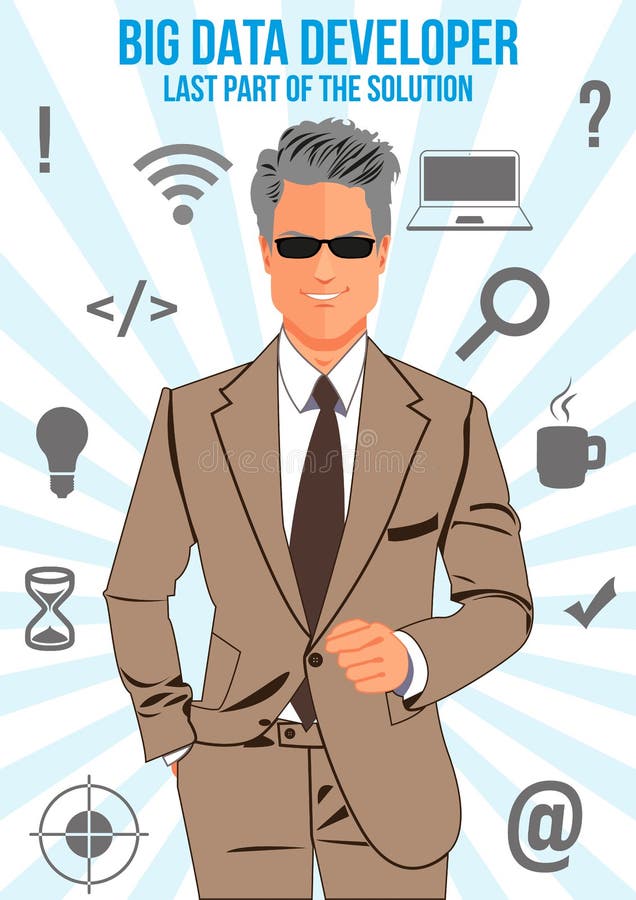 Big Data Developer Search Suit Design Concept Stock Illustration - Illustration of idea, code ...